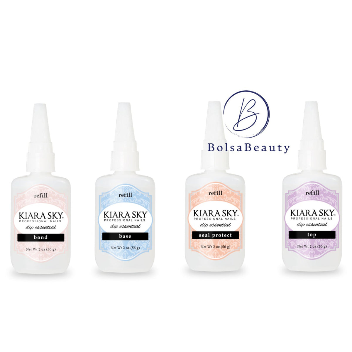 Kiara Sky - Dip Refill Set: Bond, Base, Seal, Top (2oz) – BolsaBeauty ...